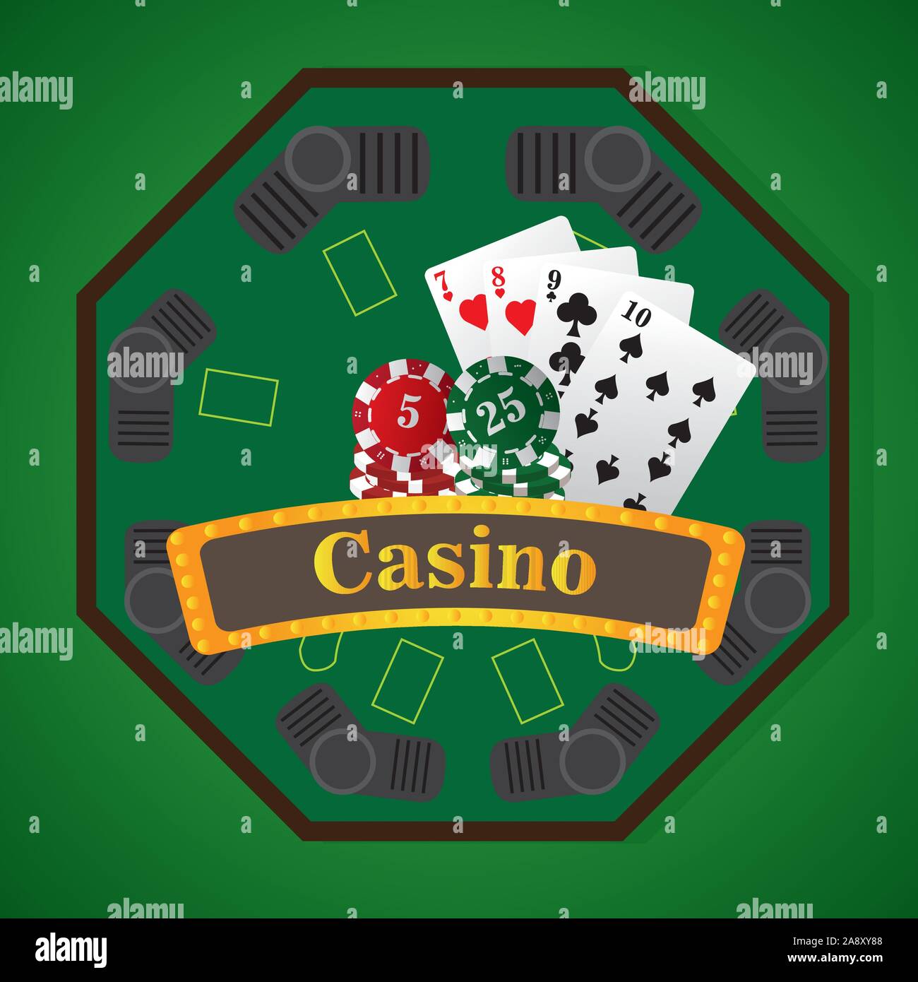 Jackpot board with cards and poker chips - Vector illustration Stock ...