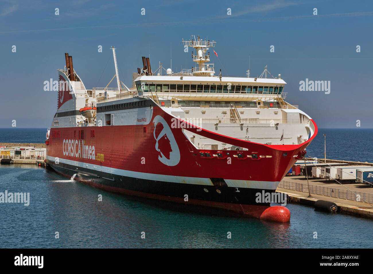 BASTIA, CORSICA, FRANCE - JULY 23, 2019: Pascal Paoli Corsica Lines ...