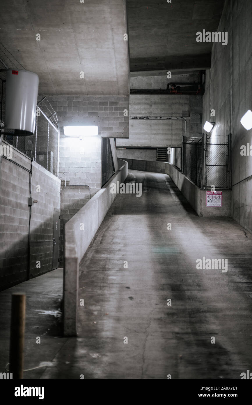 Gate of car parking building hall with column Stock Photo - Alamy