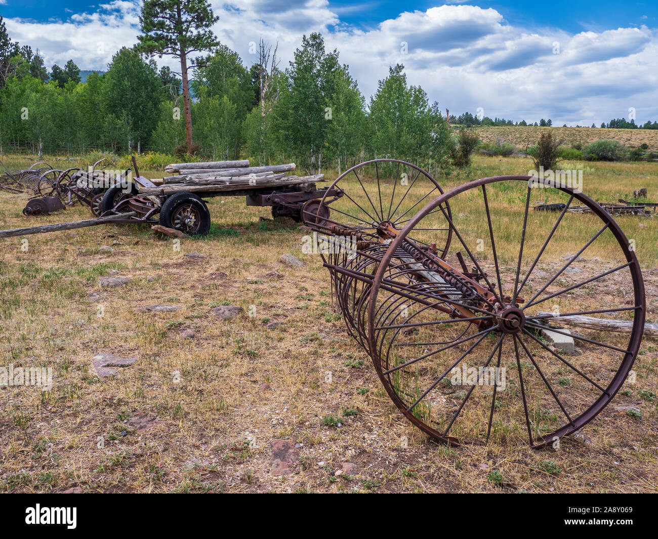 Old farm equipment, Swett Ranch National Historic Site, Flaming Gorge ...