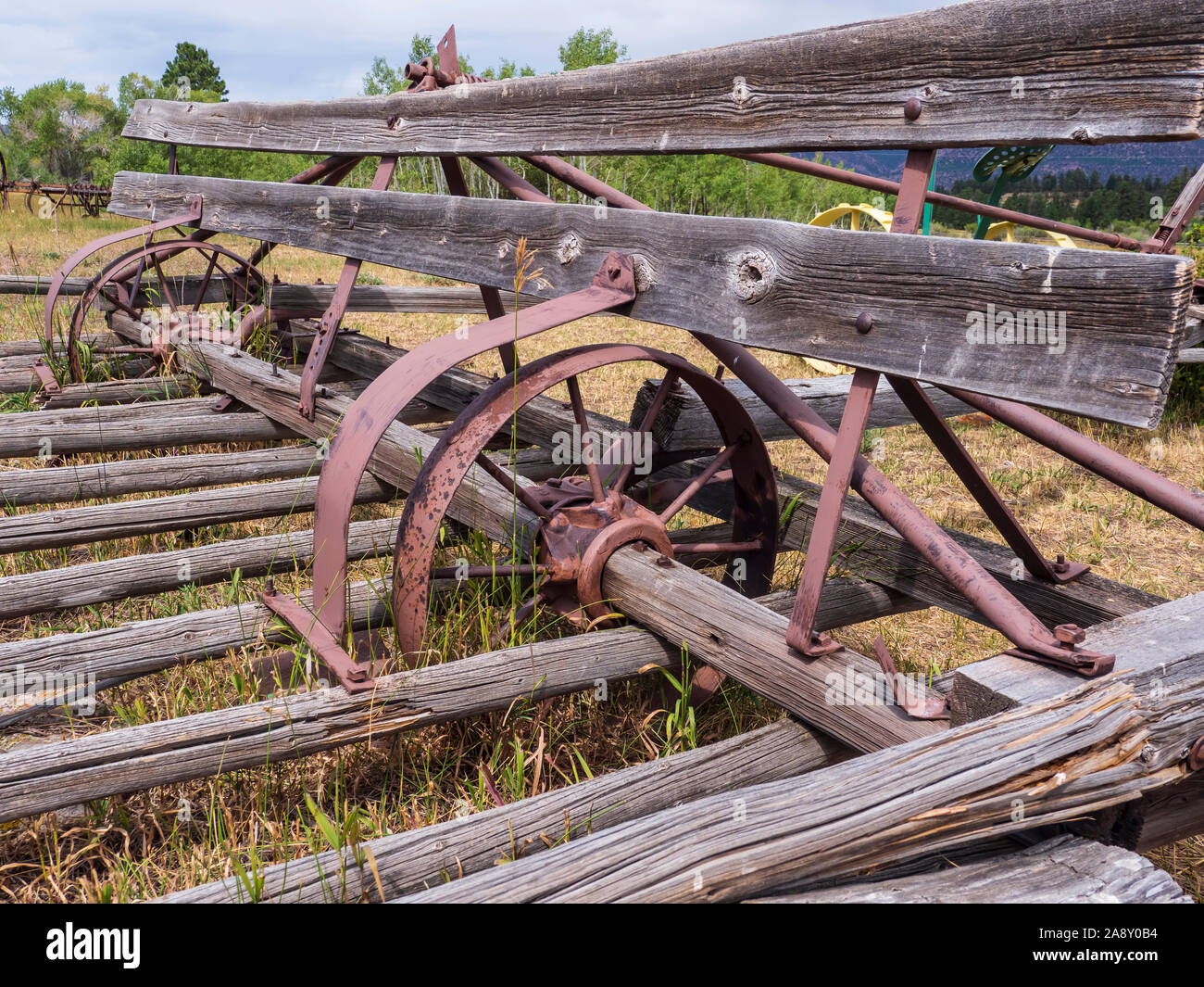 Old farm equipment, Swett Ranch National Historic Site, Flaming Gorge ...
