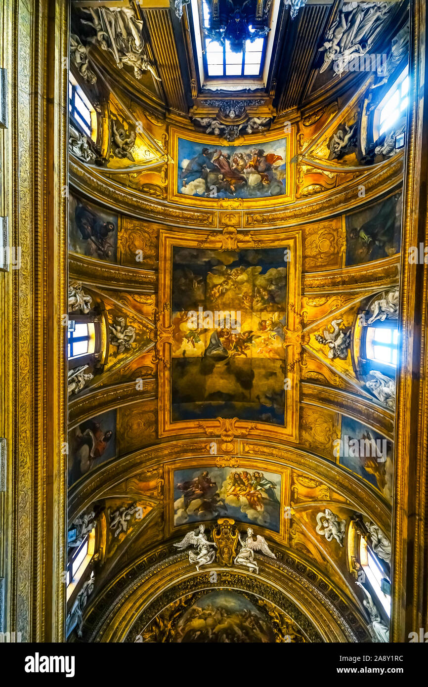 Ceiling Frescoes Basilica Jesus and Mary Gesu e Maria Church Rome Italy ...