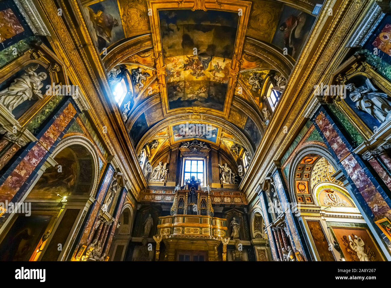 Ceiling Frescoes Basilica Jesus and Mary Gesu e Maria Church Rome Italy ...