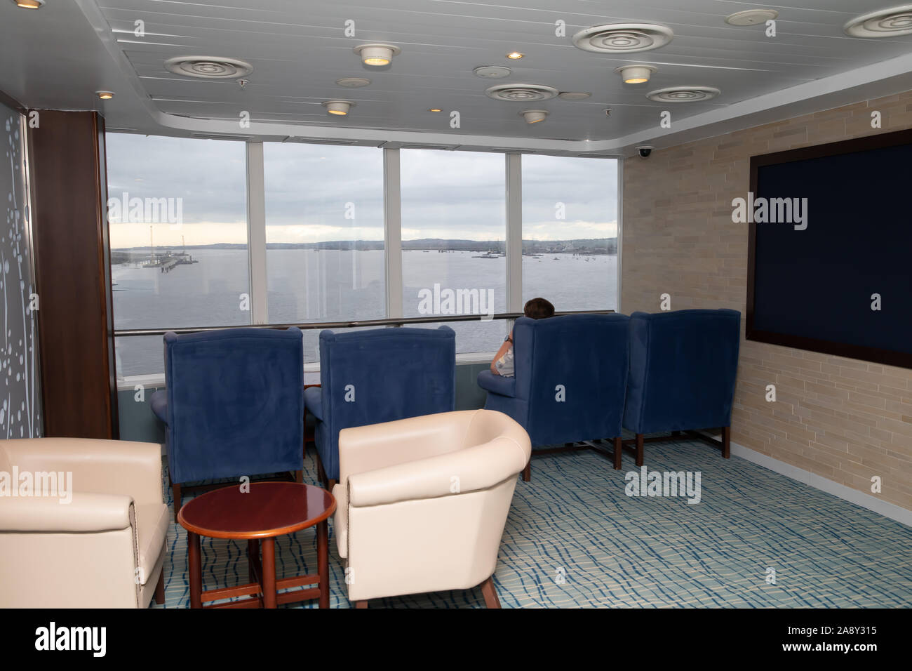 Observation lounge Onboard The cruise ship Columbus in Tilbury, UK ...