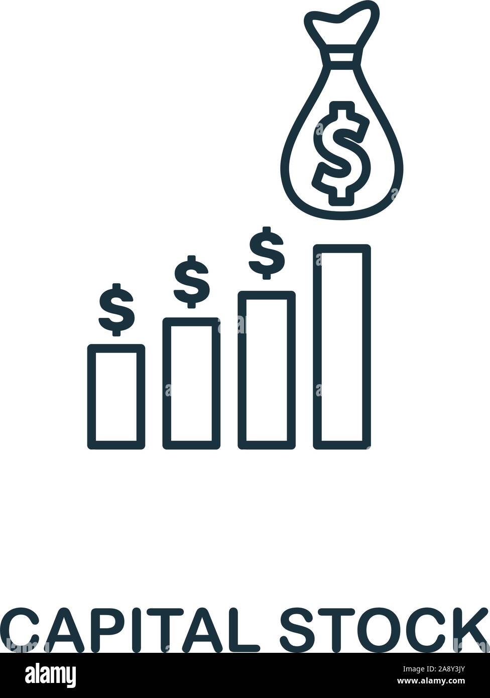Capital Stock icon outline style. Thin line creative Capital Stock icon ...