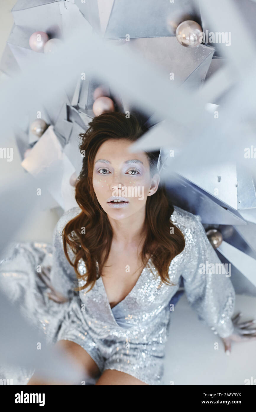 Extraordinary freak young woman with unique makeup posing in the ...