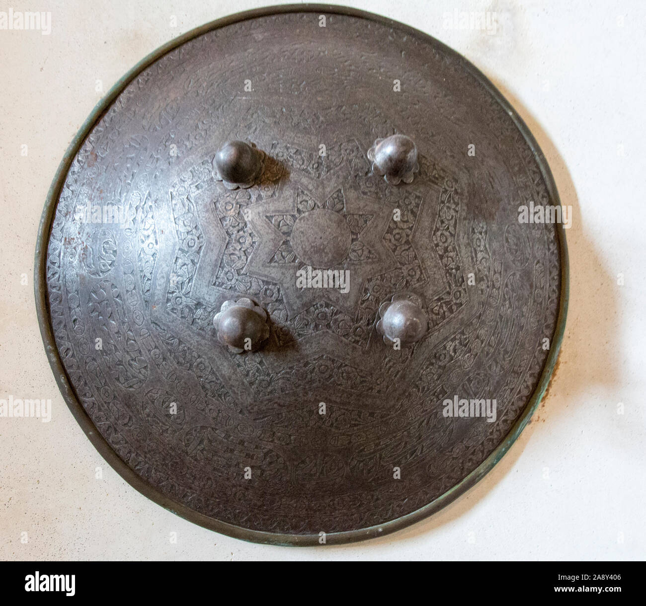 Loire valley, France - August 11, 2016: Medieval war shield at the ...