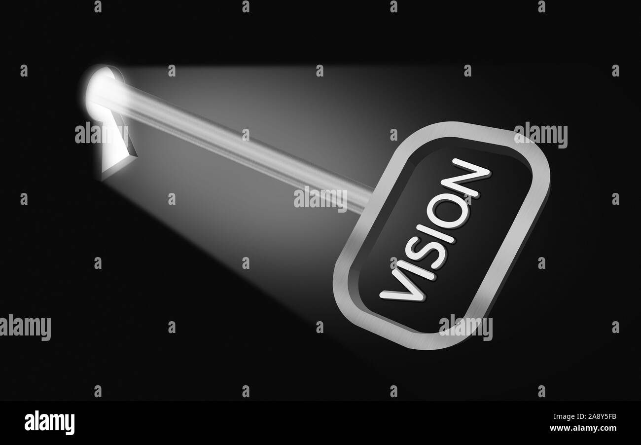 Vision labeled key is opening a door while a bright glowing light comes ...
