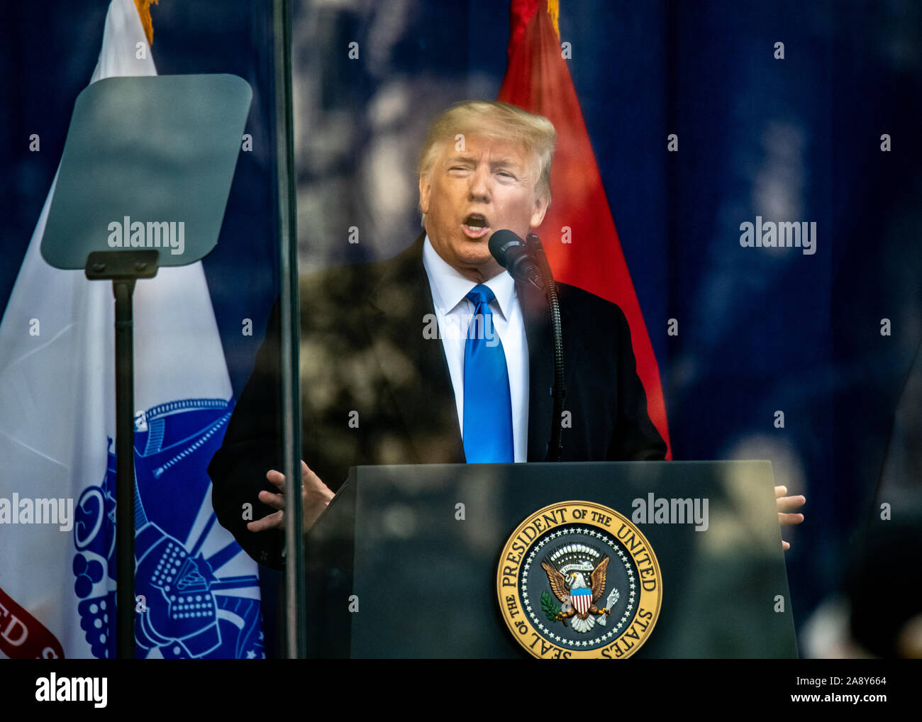 New York, USA, 11 November 2019. US President Donald Trump looks at a ...