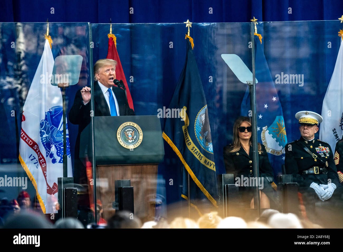 New York, USA, 11 November 2019. US President Donald Trump delivers an ...