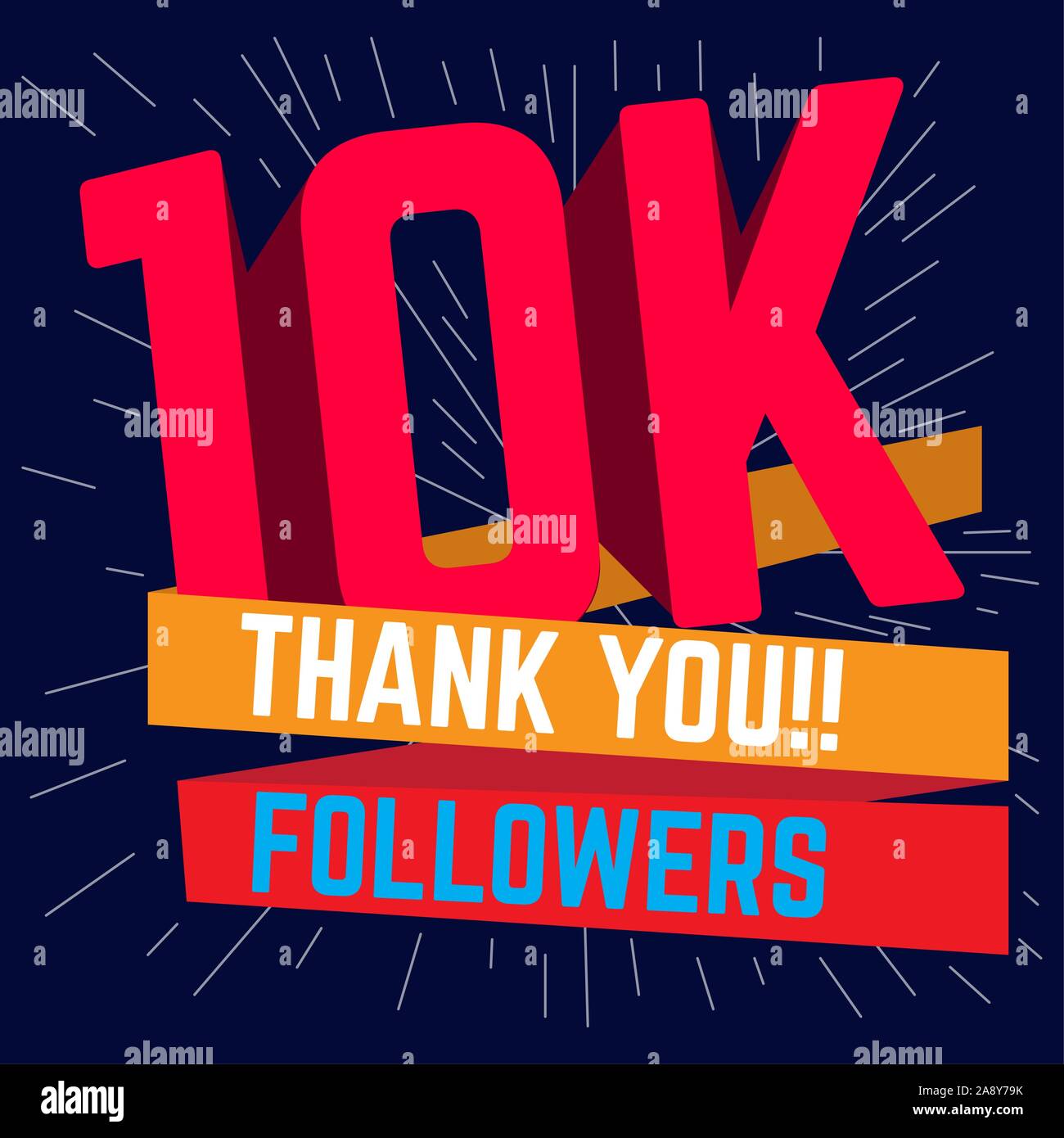 Thank you for reaching 10000 followers poster - Vector illustration ...