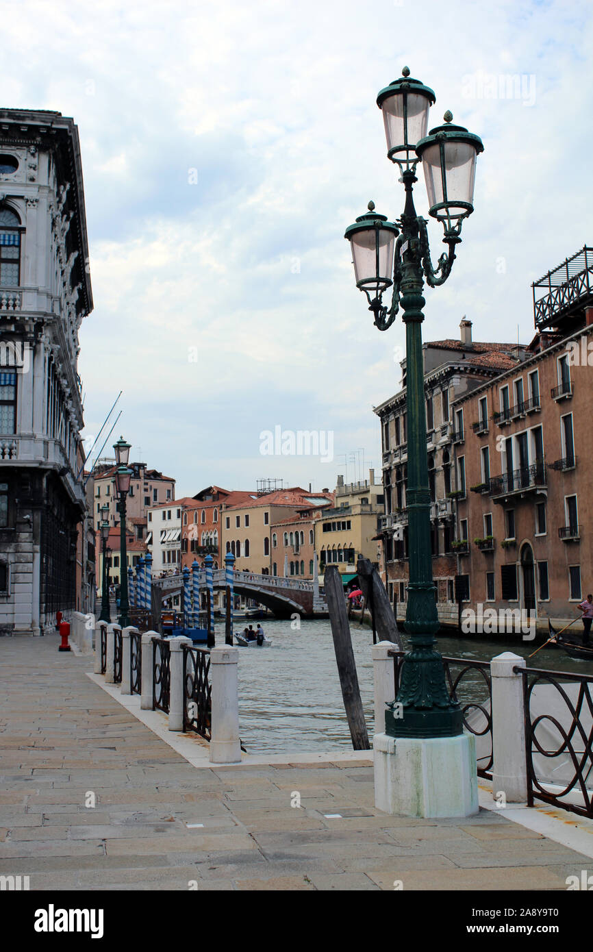 Lamp Post near canal in Venice Stock Photo - Alamy