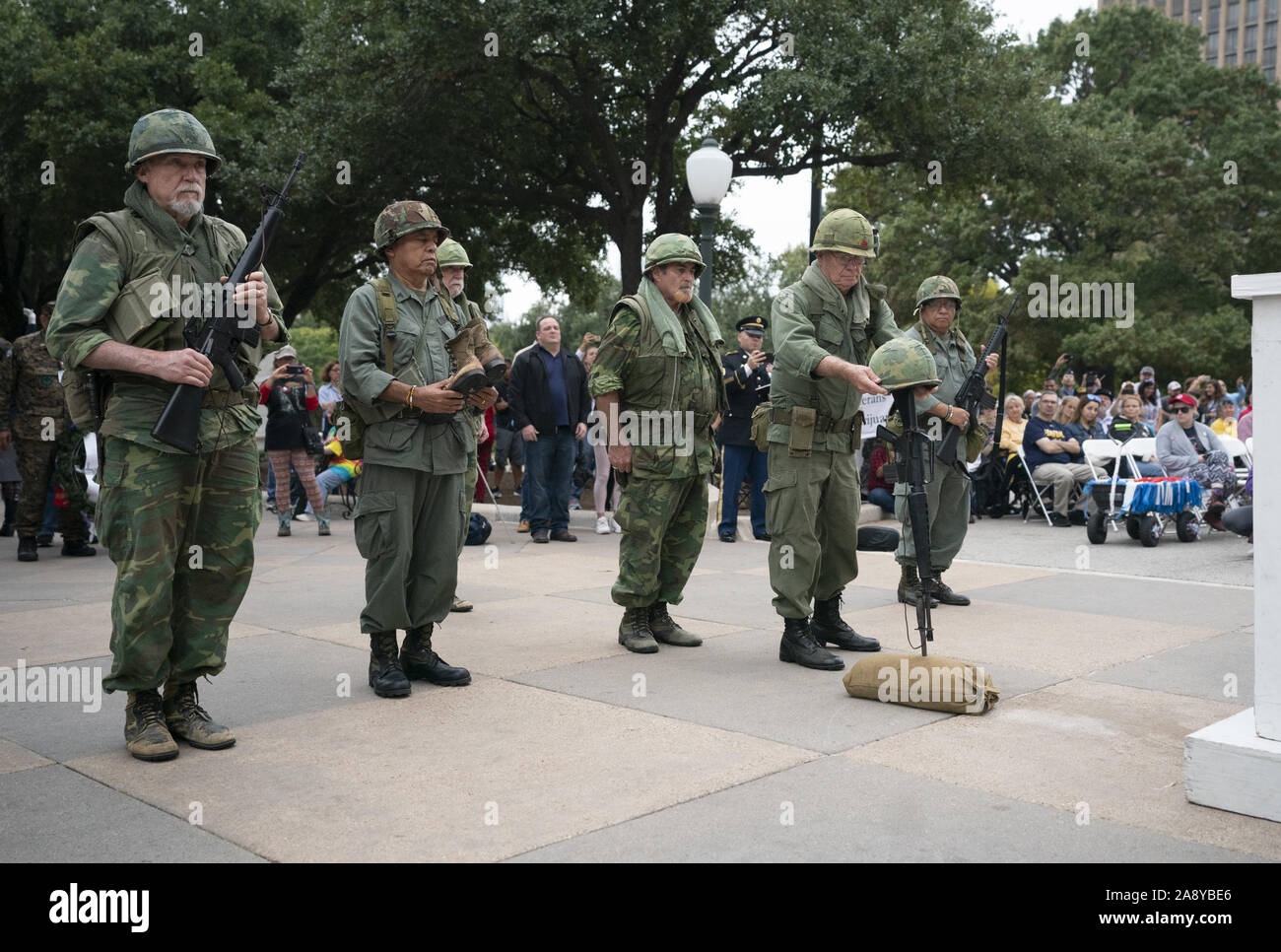 Austin, Texas, USA. 11th Nov, 2019. Vietnam veterans reenact a fire ...
