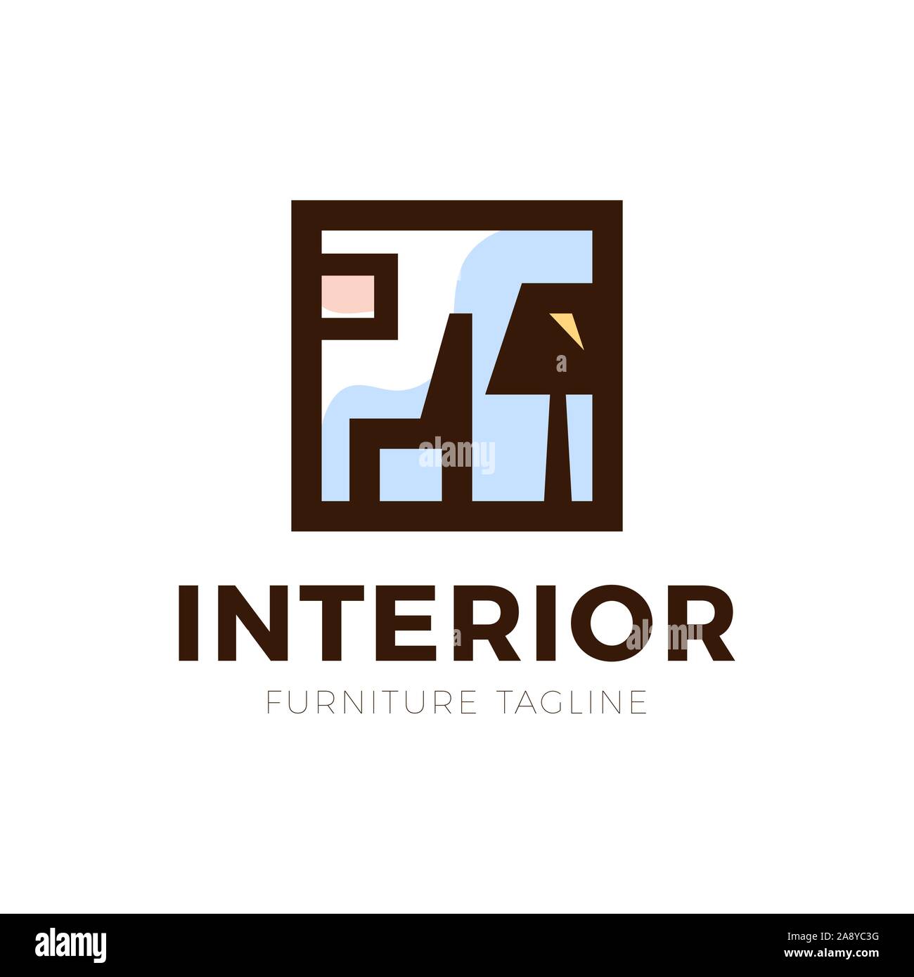 furniture interior logo with chair and old lamp hipster vintage retro ...