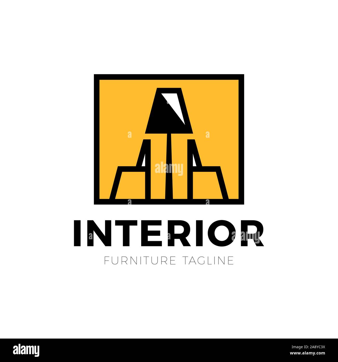 furniture interior logo with chair and old lamp hipster vintage retro ...