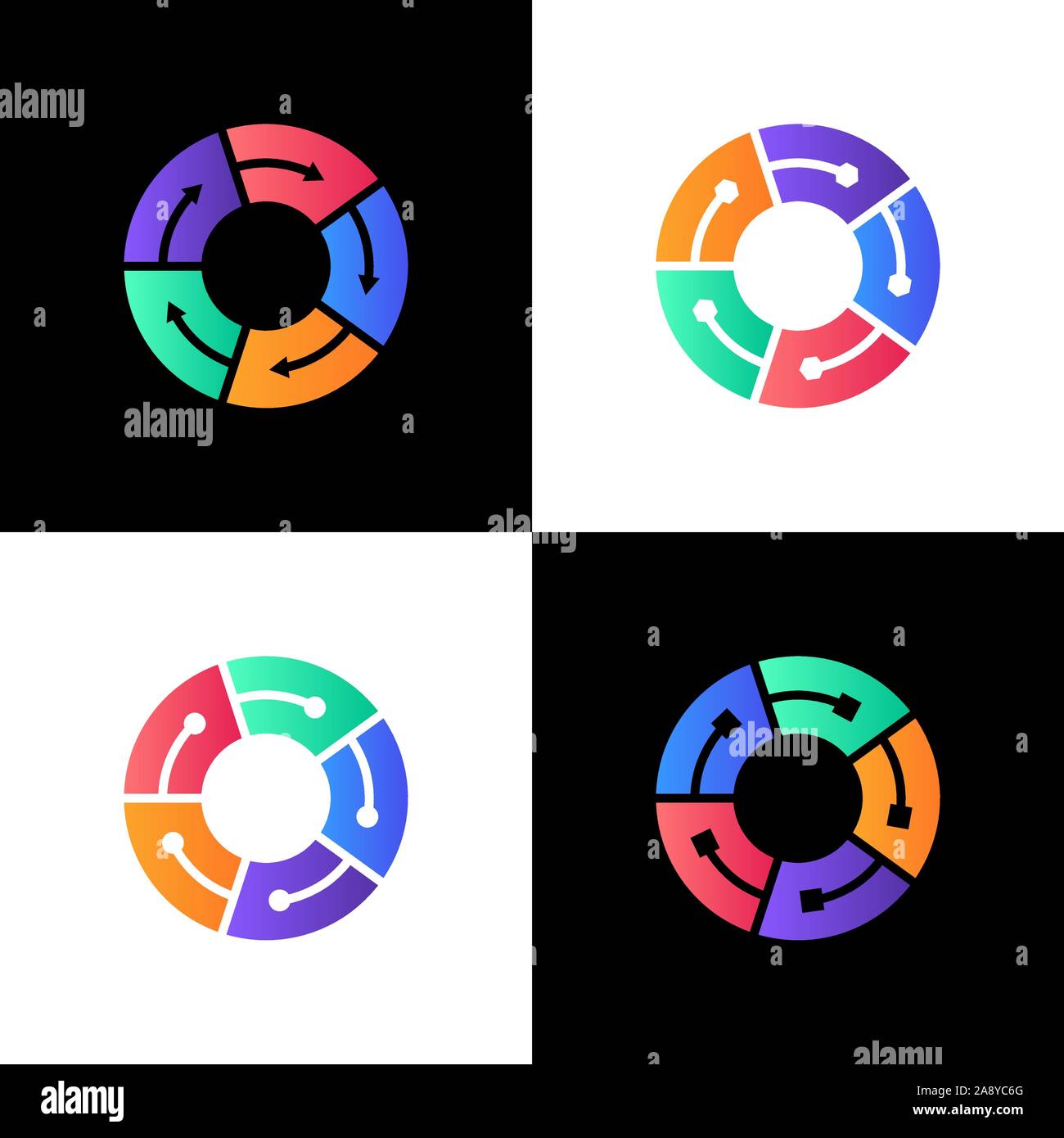 Set of four circle vector chart infographic templates. For ...