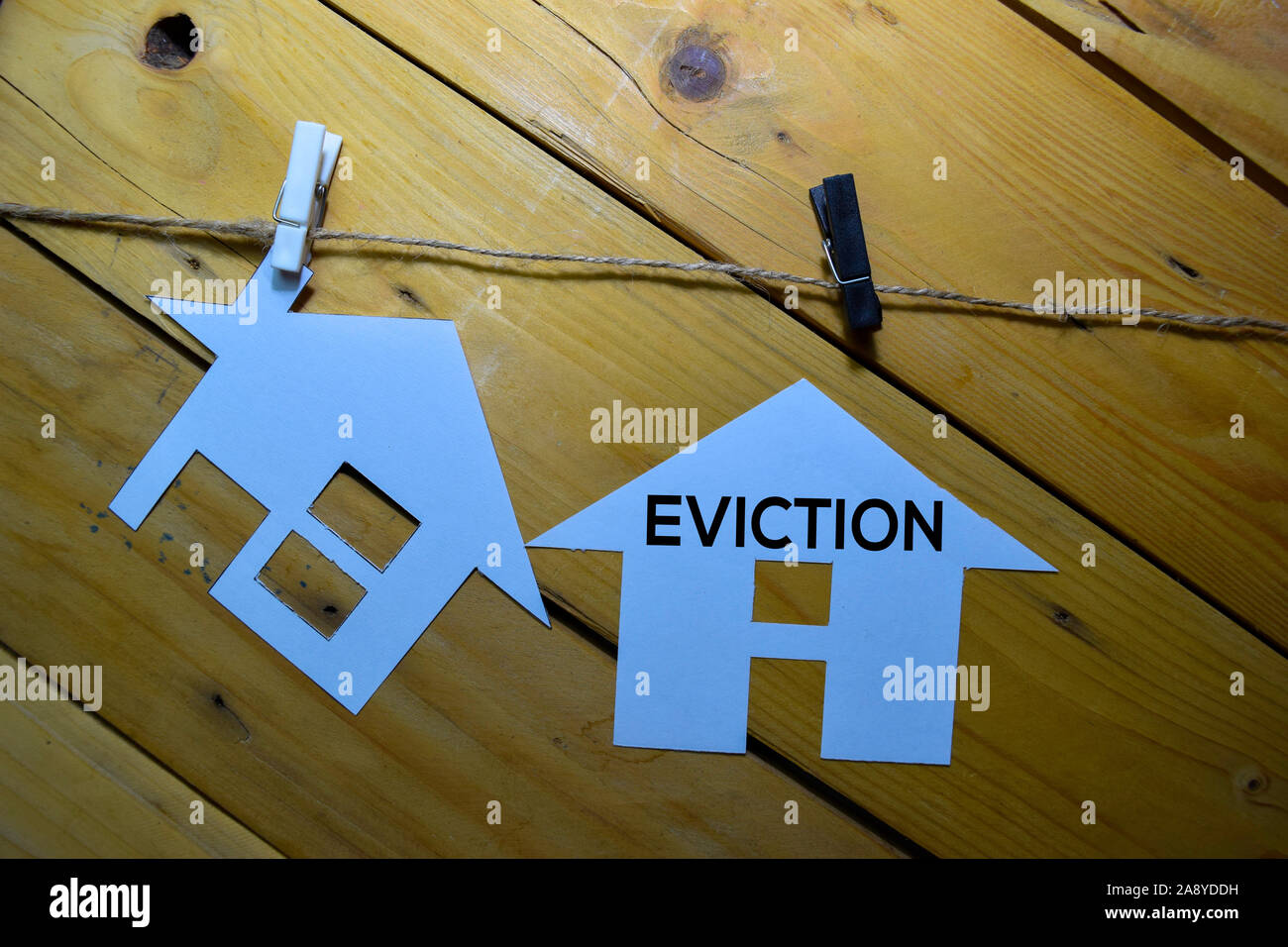 Eviction text on house made by paper isolated on the tables Stock Photo ...