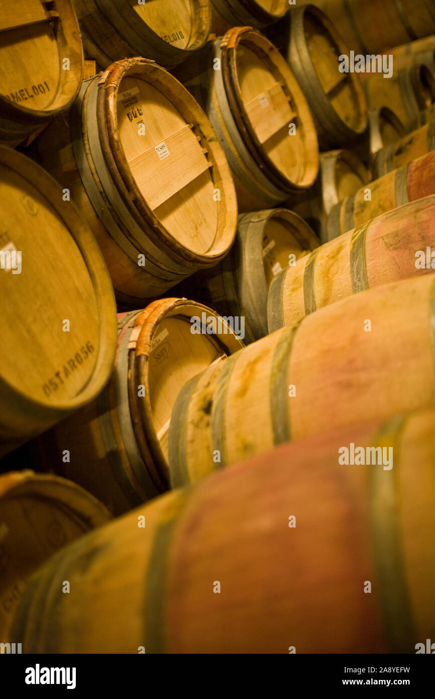 Group of wooden wine barrels Stock Photo - Alamy
