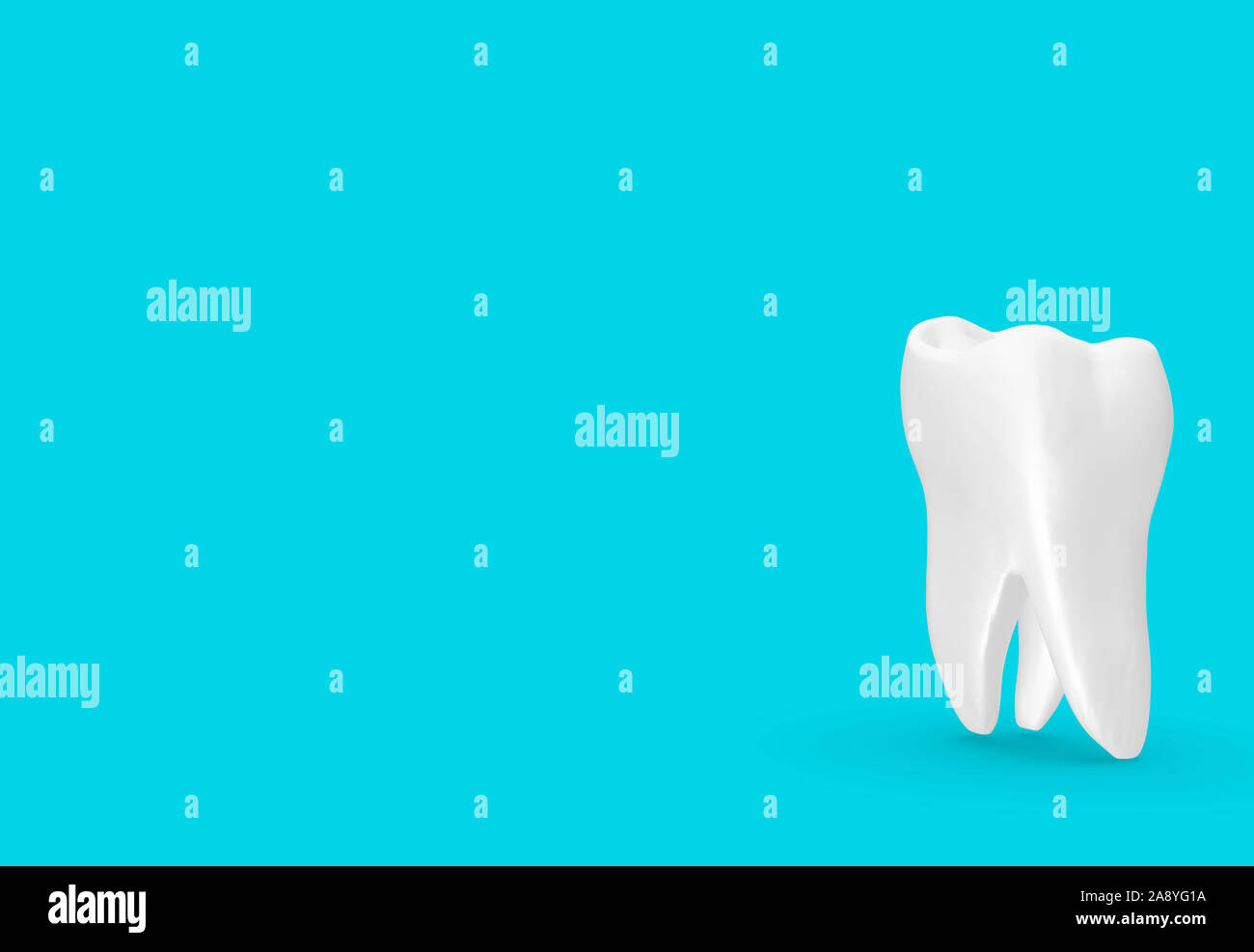 Tooth on Blue Background 3D Rendering Stock Photo - Alamy