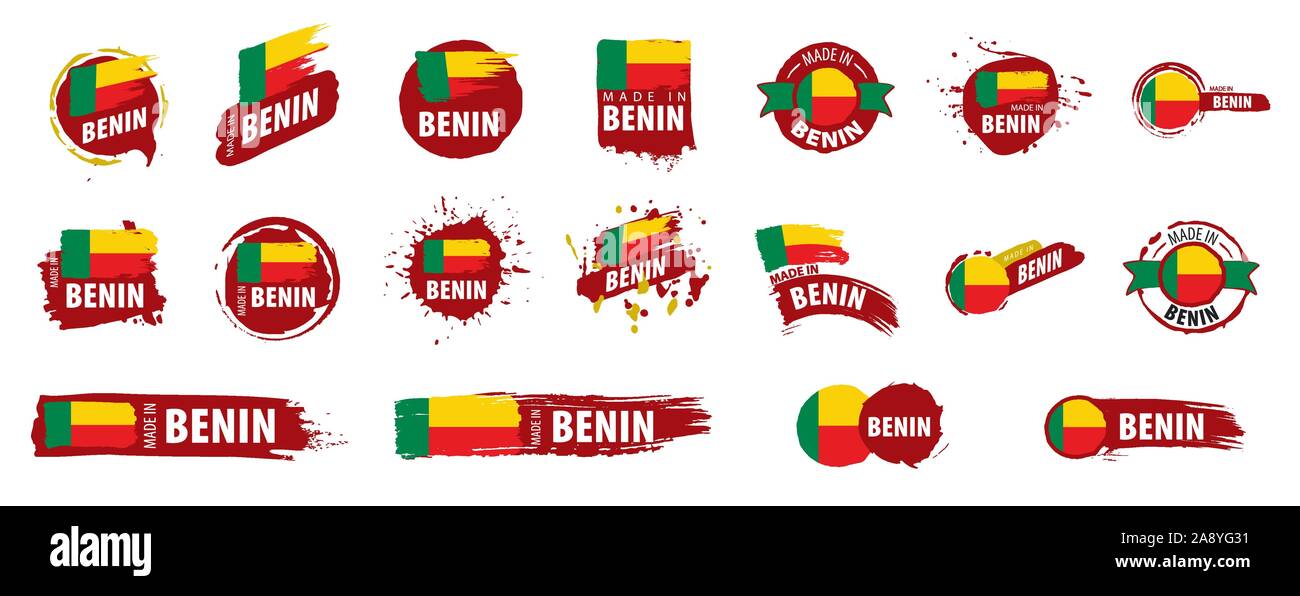 Benin flag, vector illustration on a white background Stock Vector ...