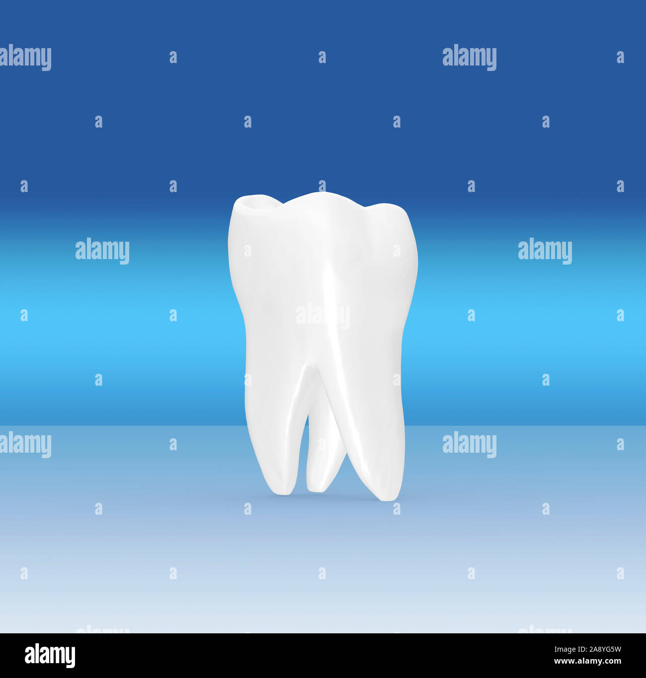 Tooth on Blue Background 3D Rendering Stock Photo - Alamy