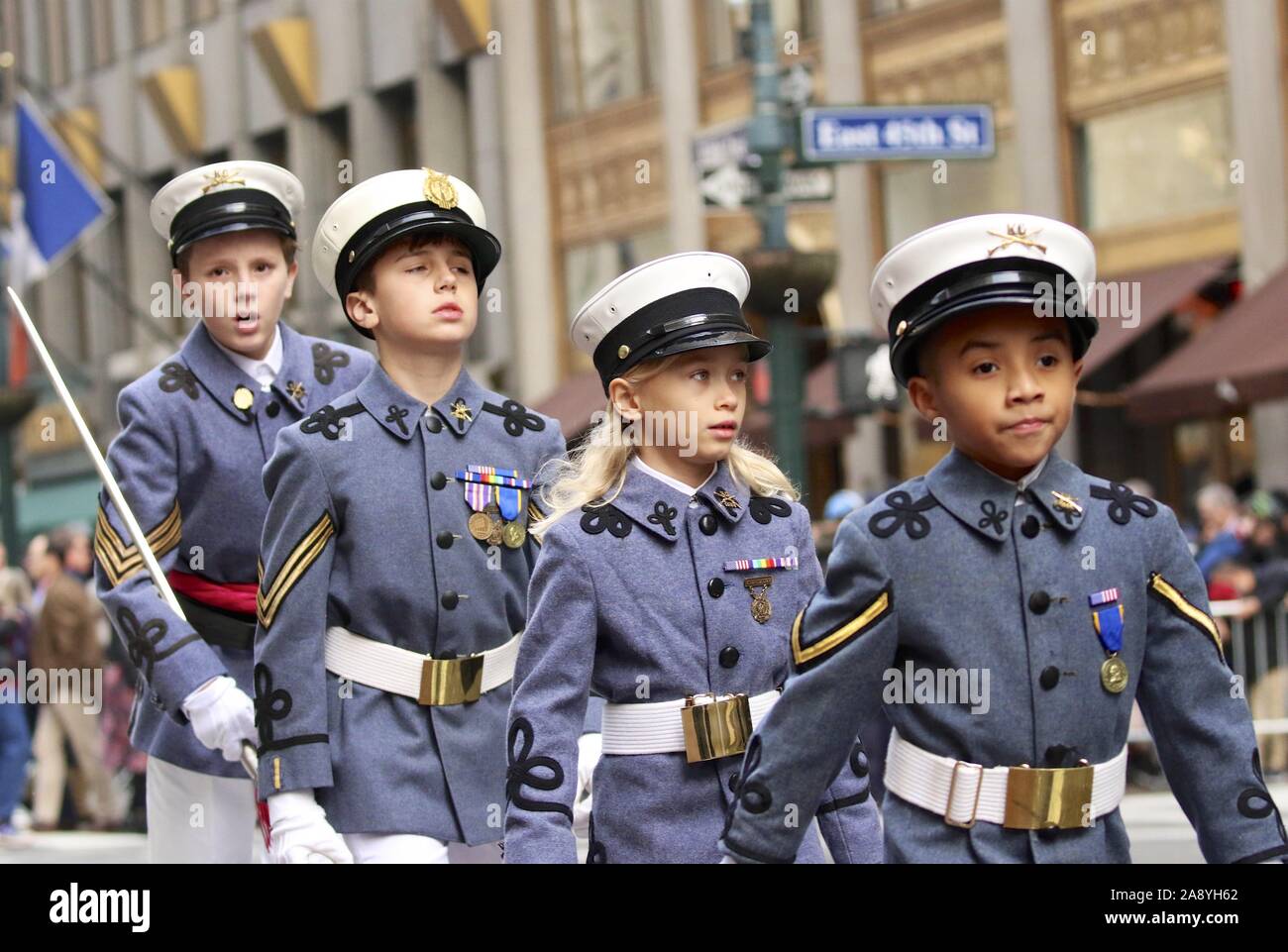 New York, New York, USA. 11th Nov, 2019. The Knickerbocker Greys cadet ...
