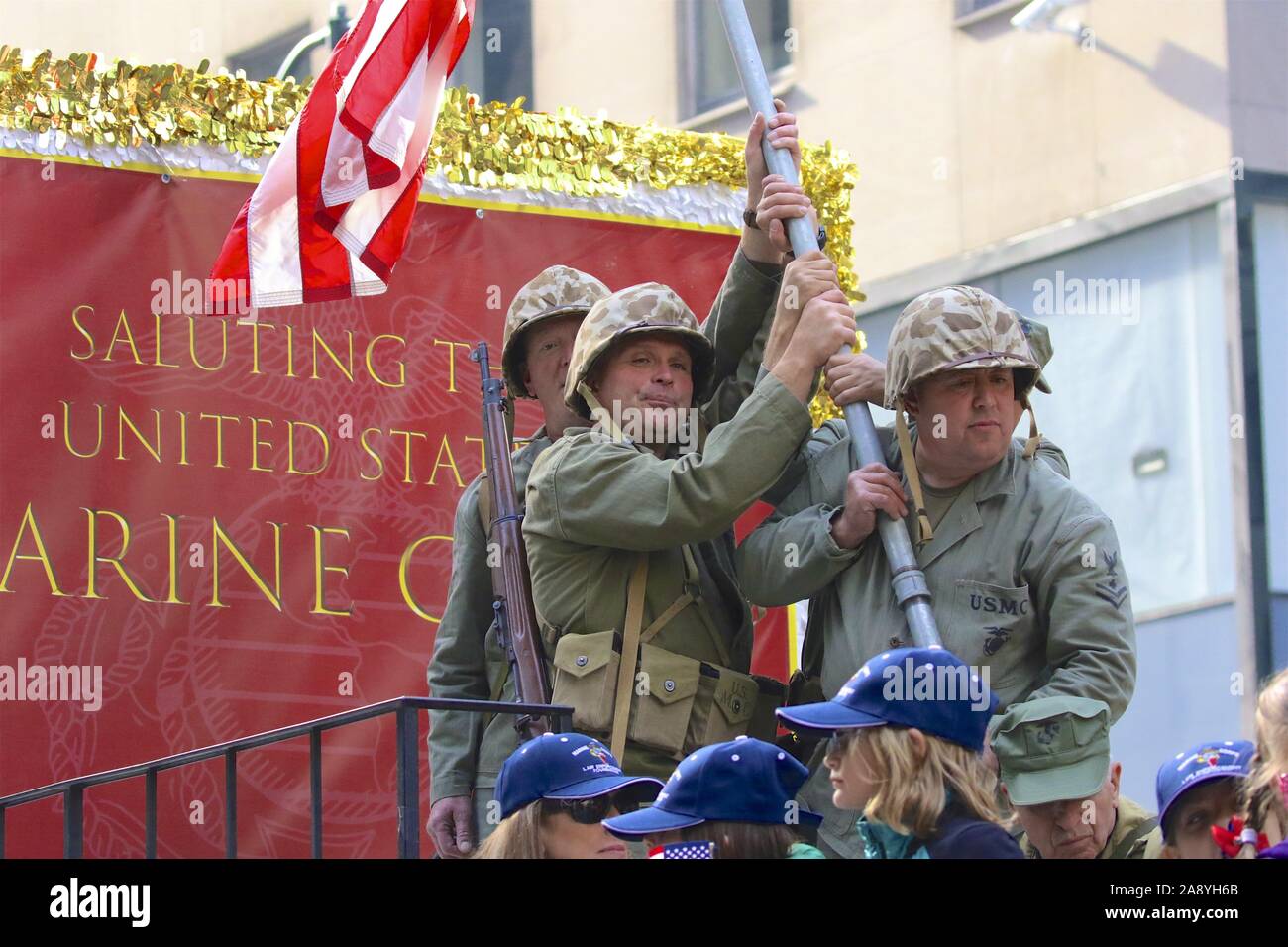 New York, New York, USA. 11th Nov, 2019. U. S. Marines on a float in ...