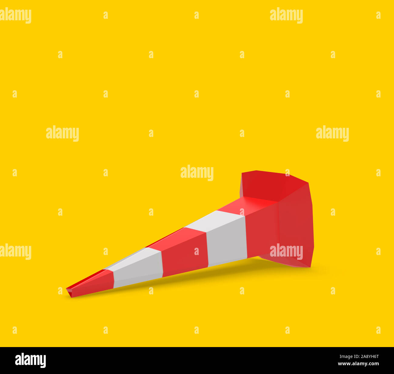 Traffic Cone barrier sign on Yellow screen, 3D Rendering Stock Photo ...
