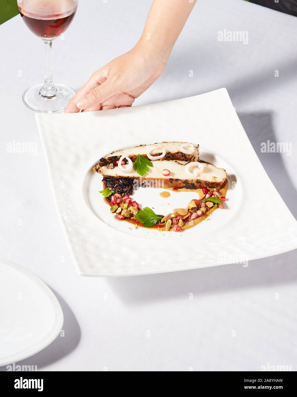 Beautiful and tasty food on a plate, exquisite dish, creative ...