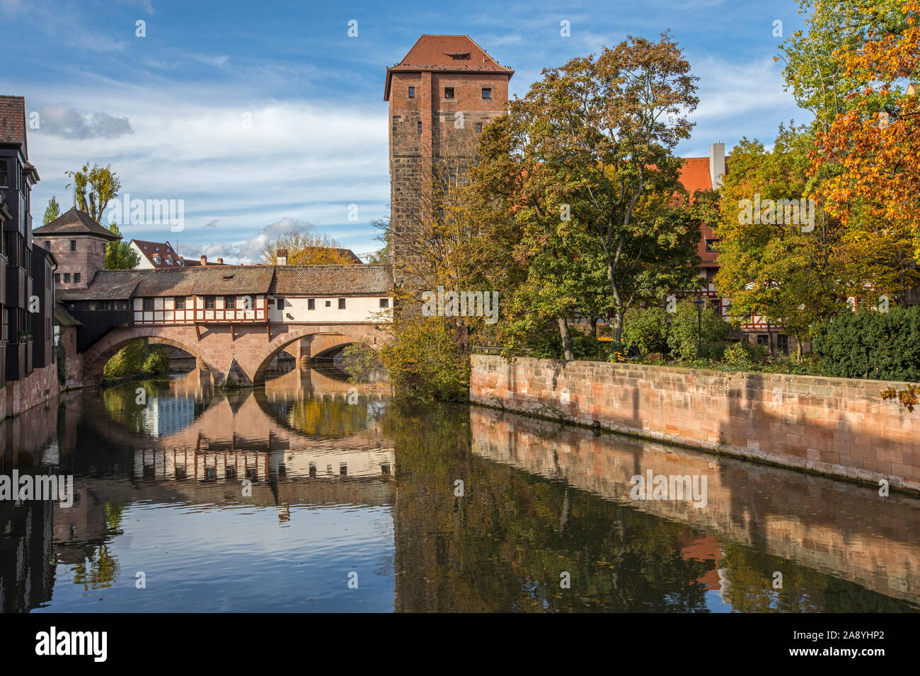 A view of the back of Hangmans Bridge, or also known as Henkersteg ...