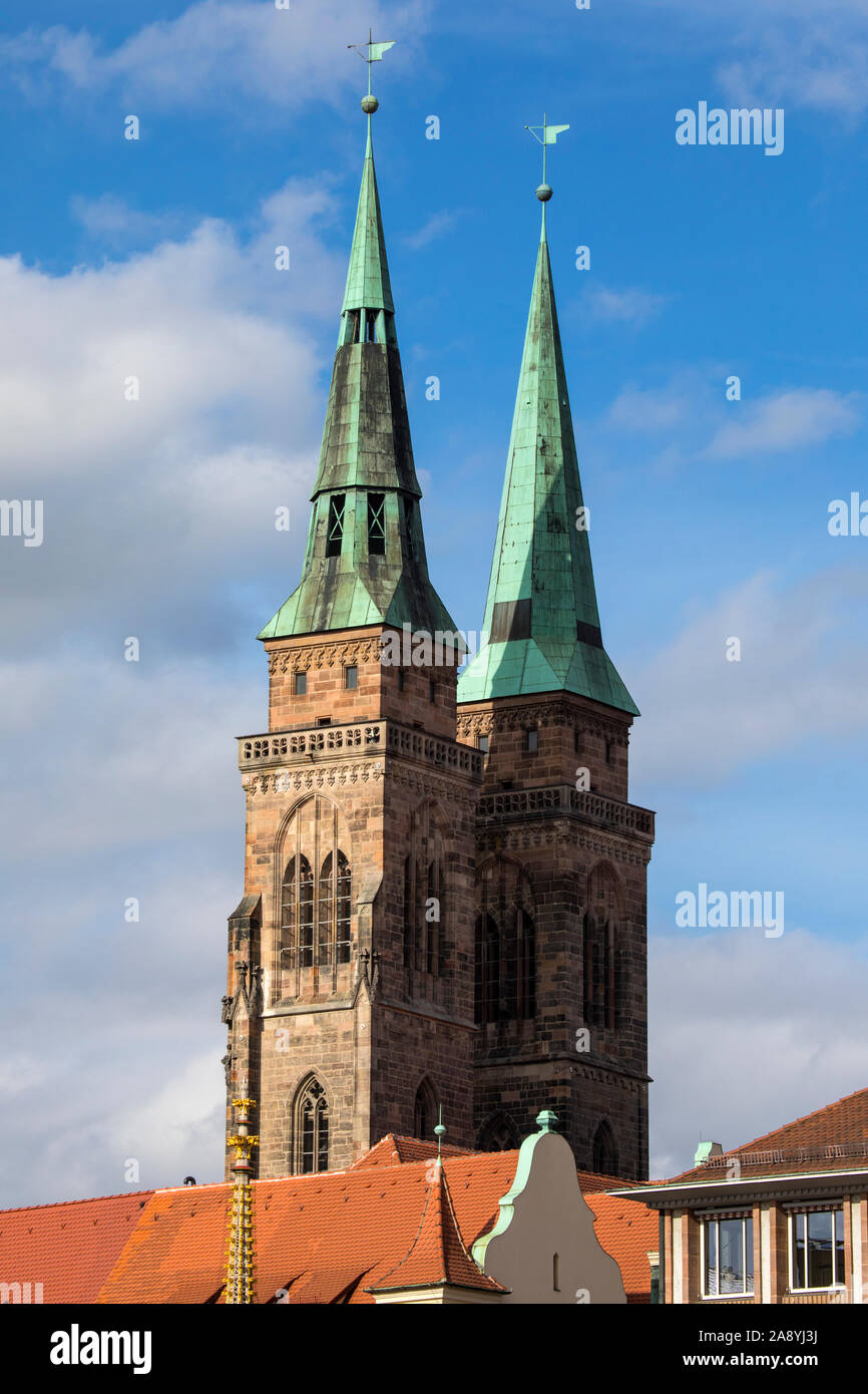 A view of the magnificent St. Sebaldus Church in the city of Nuremberg ...