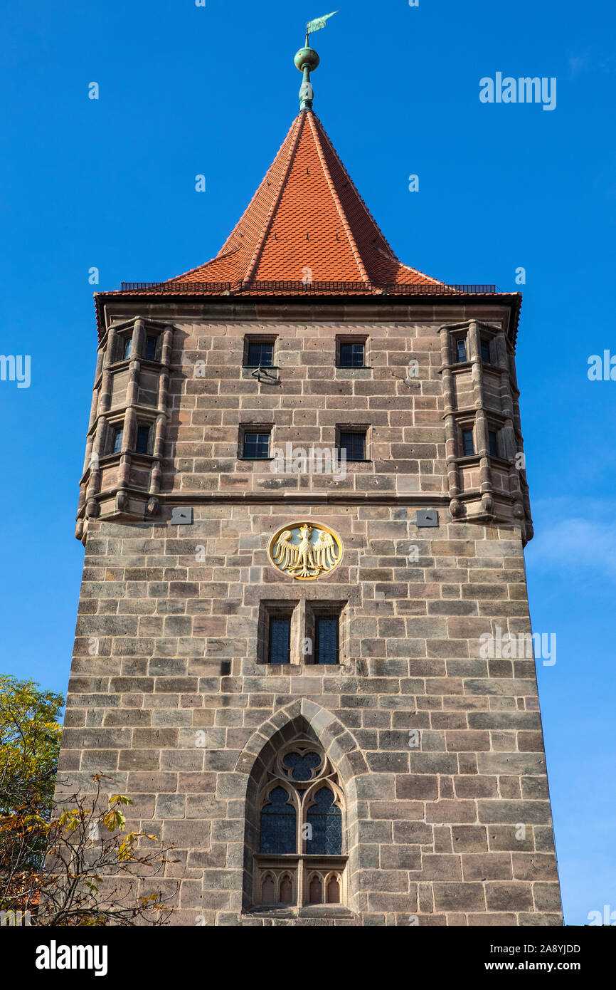 A view of the Tiergartnertor city gate and tower in the historic city ...