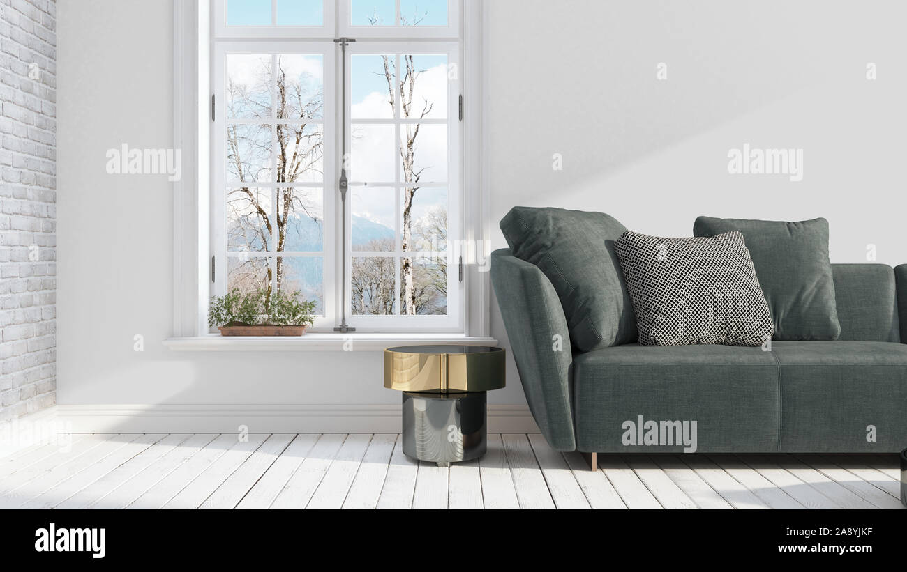Modern bright interior . 3D rendering Stock Photo - Alamy