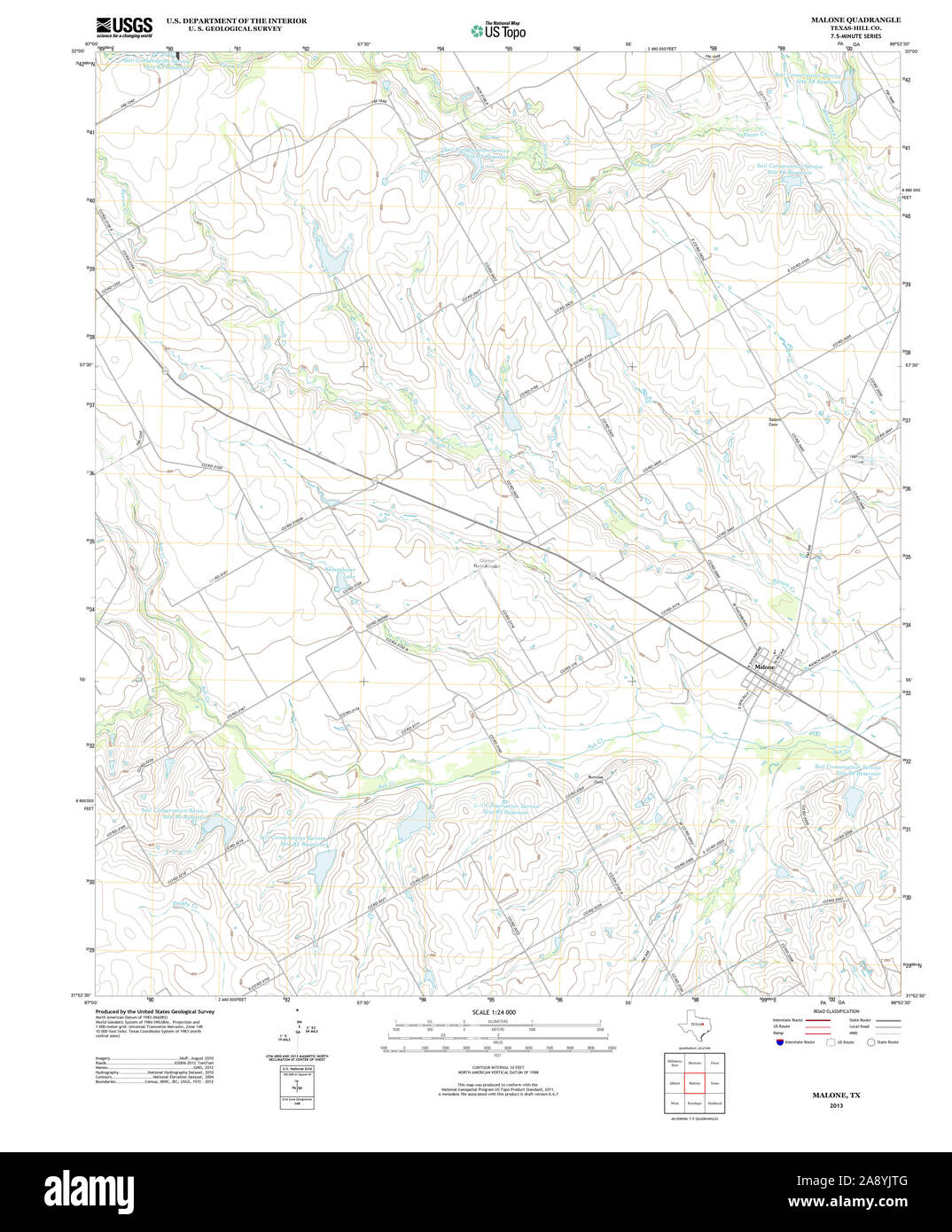 USGS TOPO Map Texas TX Malone 20130103 TM Restoration Stock Photo - Alamy