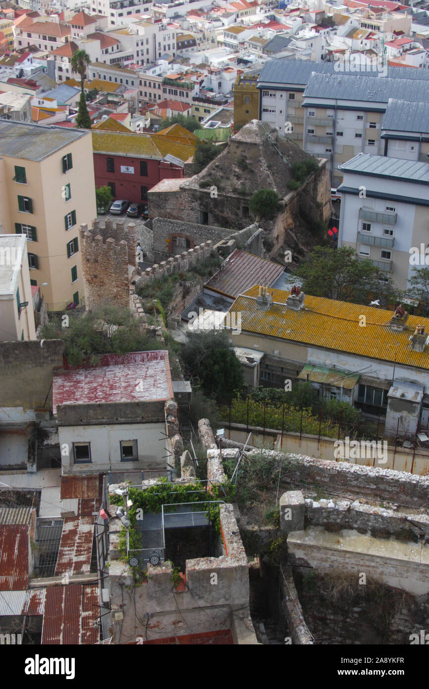 The Labyrinthine streets of Gibraltars old town viewed from above high ...