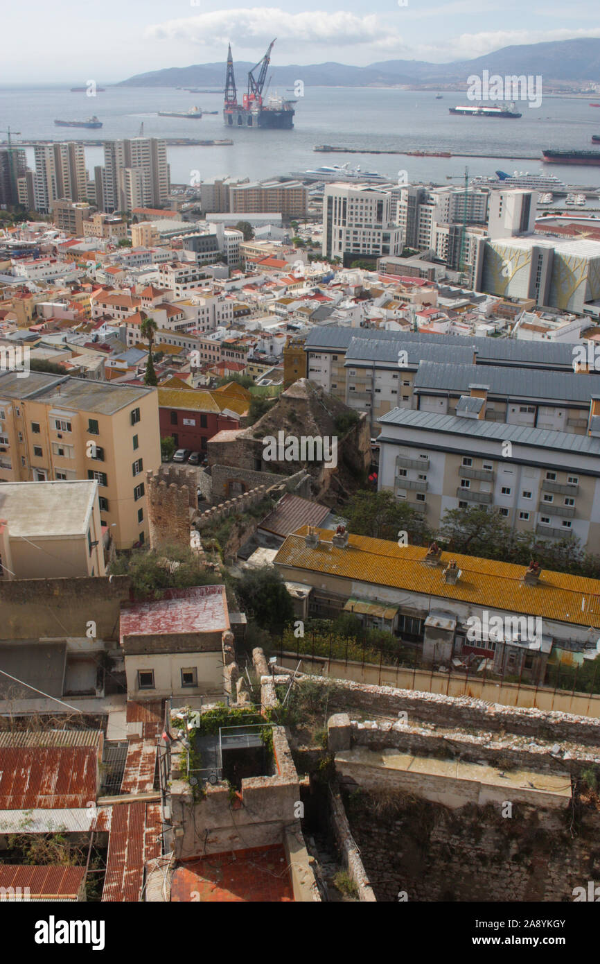 The Labyrinthine streets of Gibraltars old town viewed from above high ...