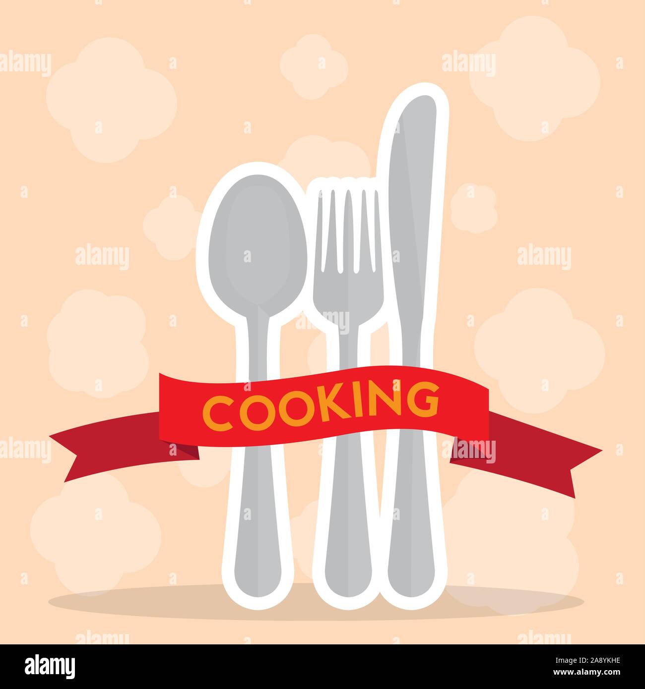 Set of kitchen cutlery over a colored background - Vector illustration ...