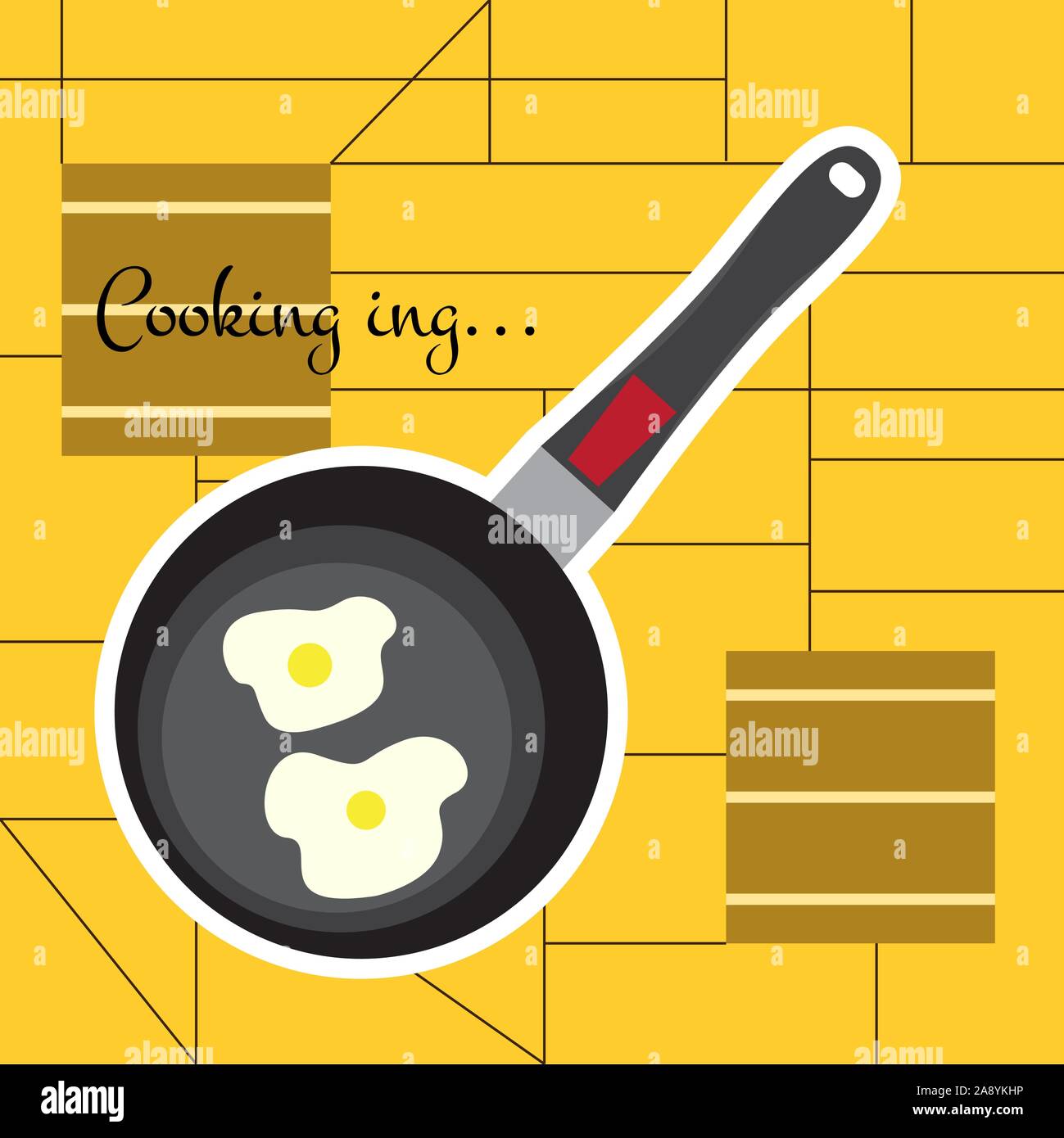 Isolated frying pan over a colored background - Vector Stock Vector ...