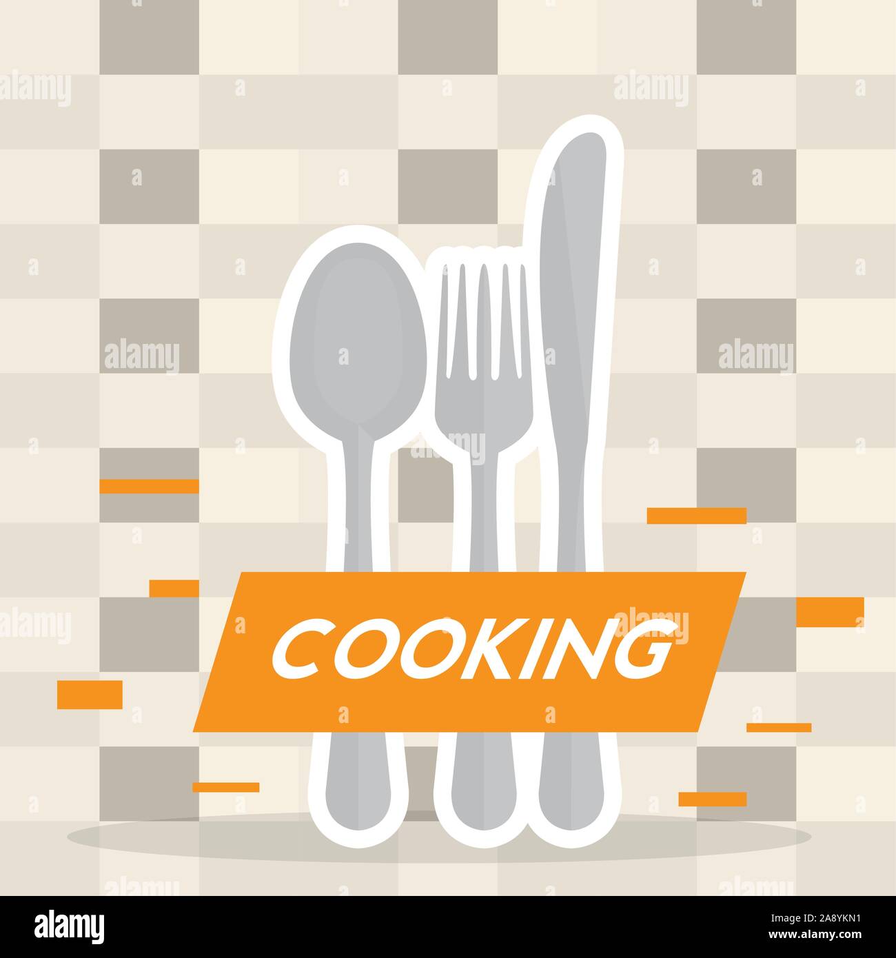 Set of kitchen cutlery over a colored background - Vector illustration ...