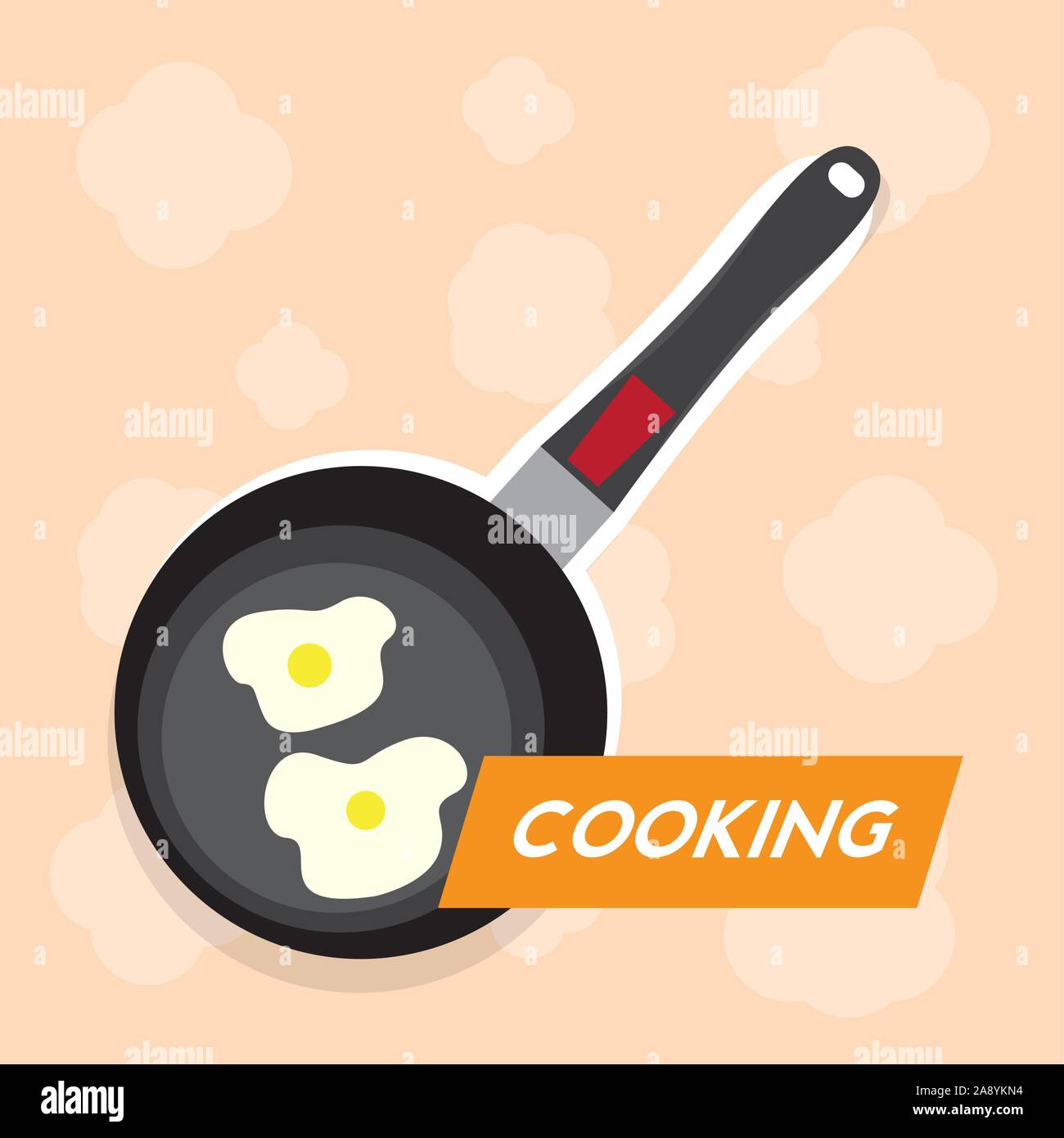 Isolated frying pan over a colored background - Vector Stock Vector ...