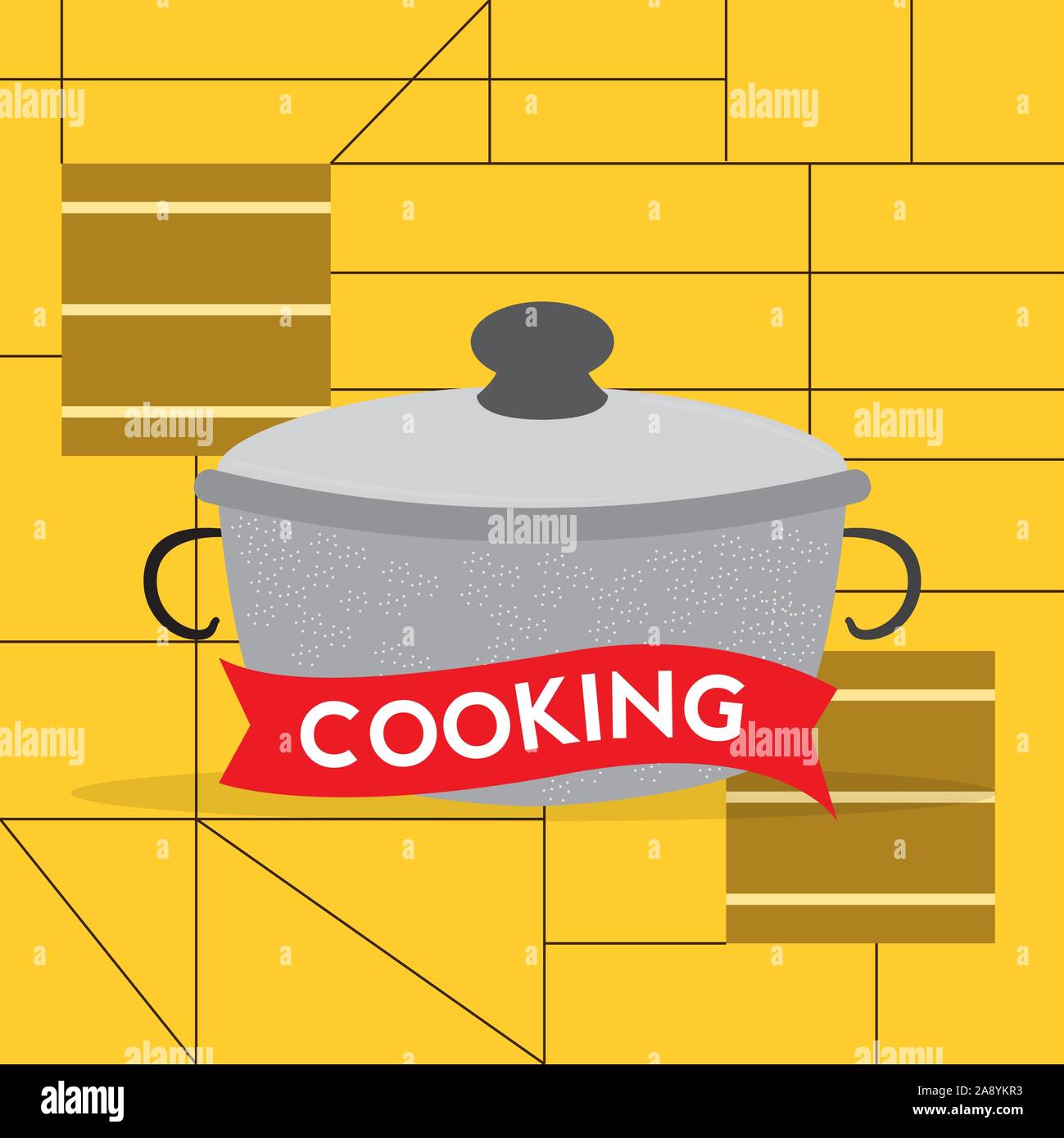 Isolated cooking pot over a colored background - Vector illustration ...