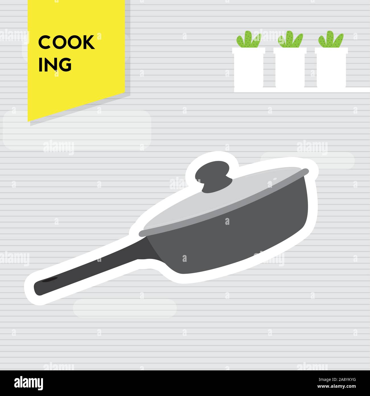 Isolated frying pan over a colored background - Vector Stock Vector ...