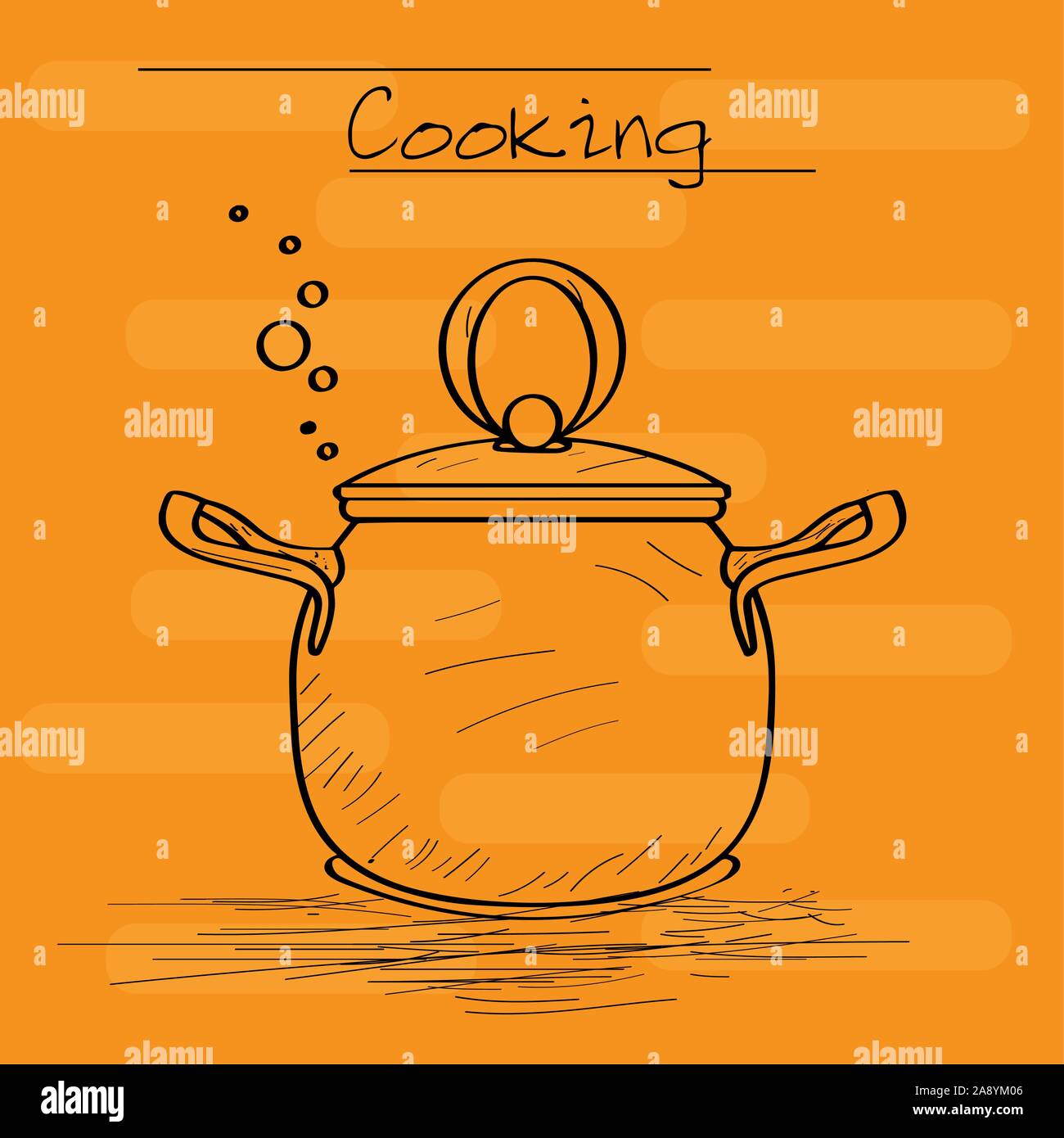 Sketch of a cooking pot over a white background - Vector illustration ...