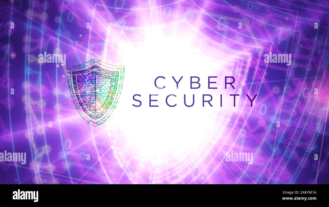 Cyber security futuristic 3D rendering illustration. Abstract digital ...