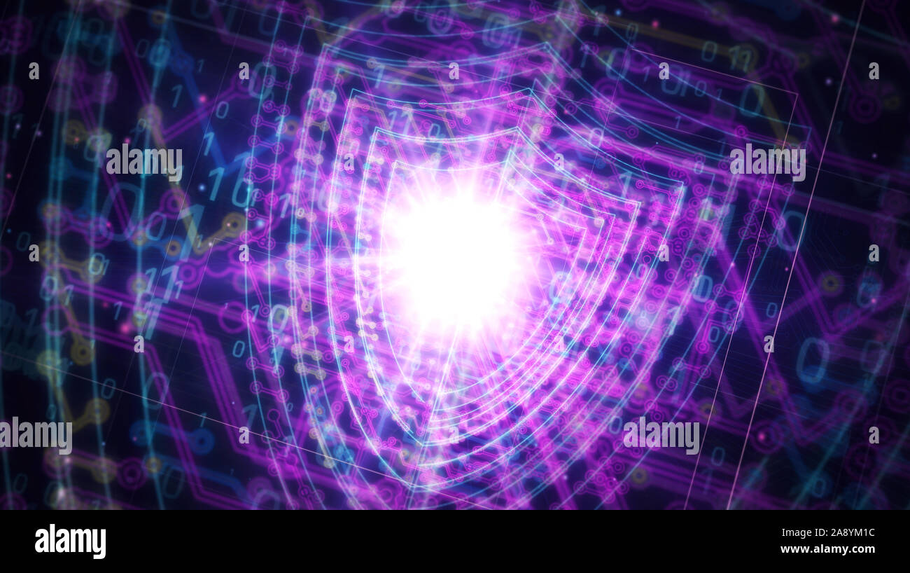 Cyber security futuristic 3D rendering illustration. Concept of ...