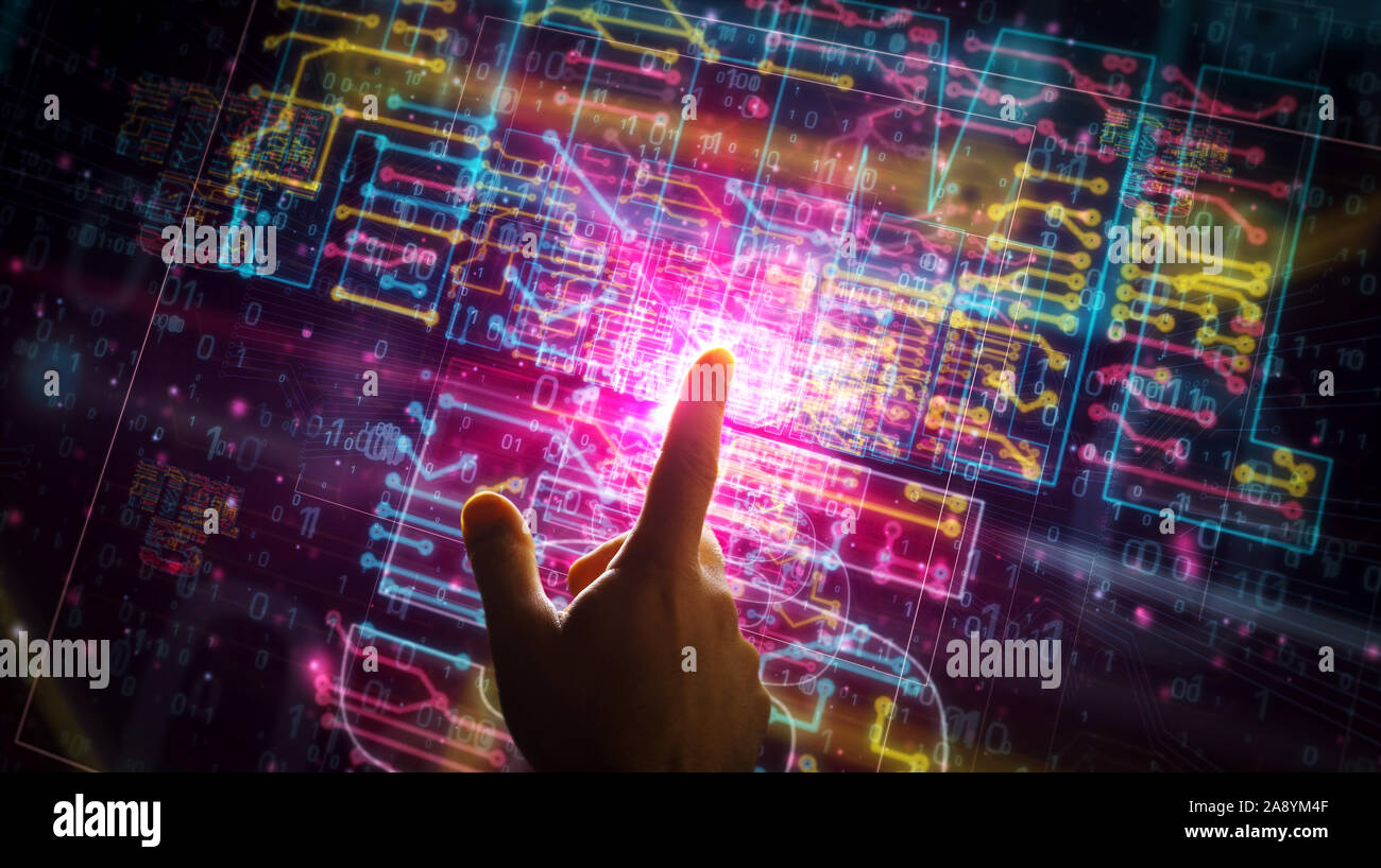 HTML5 symbol futuristic hologram 3D rendering illustration. Abstract ...