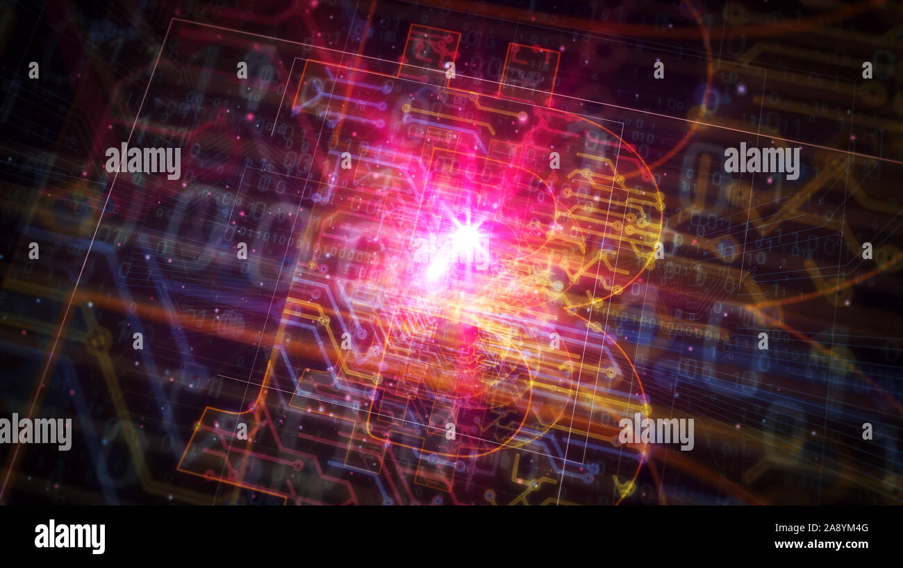 Bitcoin futuristic 3D rendering illustration. Concept of internet ...