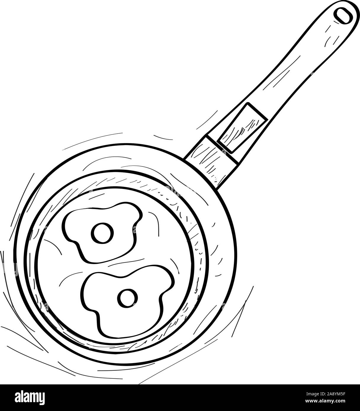 Sketch of a frying pan over a white background - Vector illustration ...