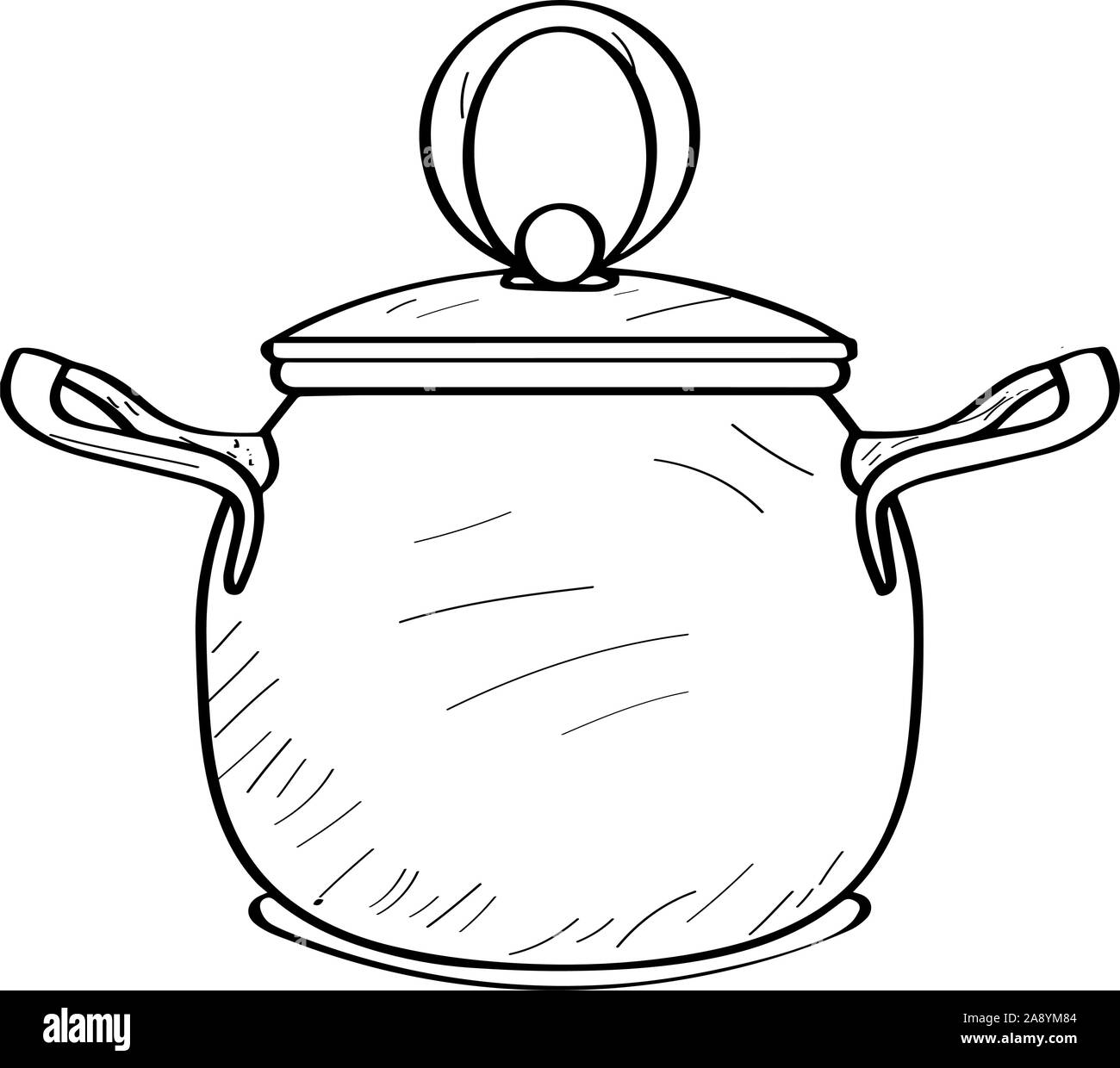 Isolated sketch of a cooking pot over a white background - Vector ...