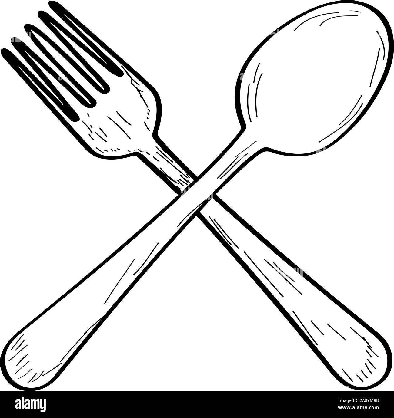 Fork And Spoon Drawing
